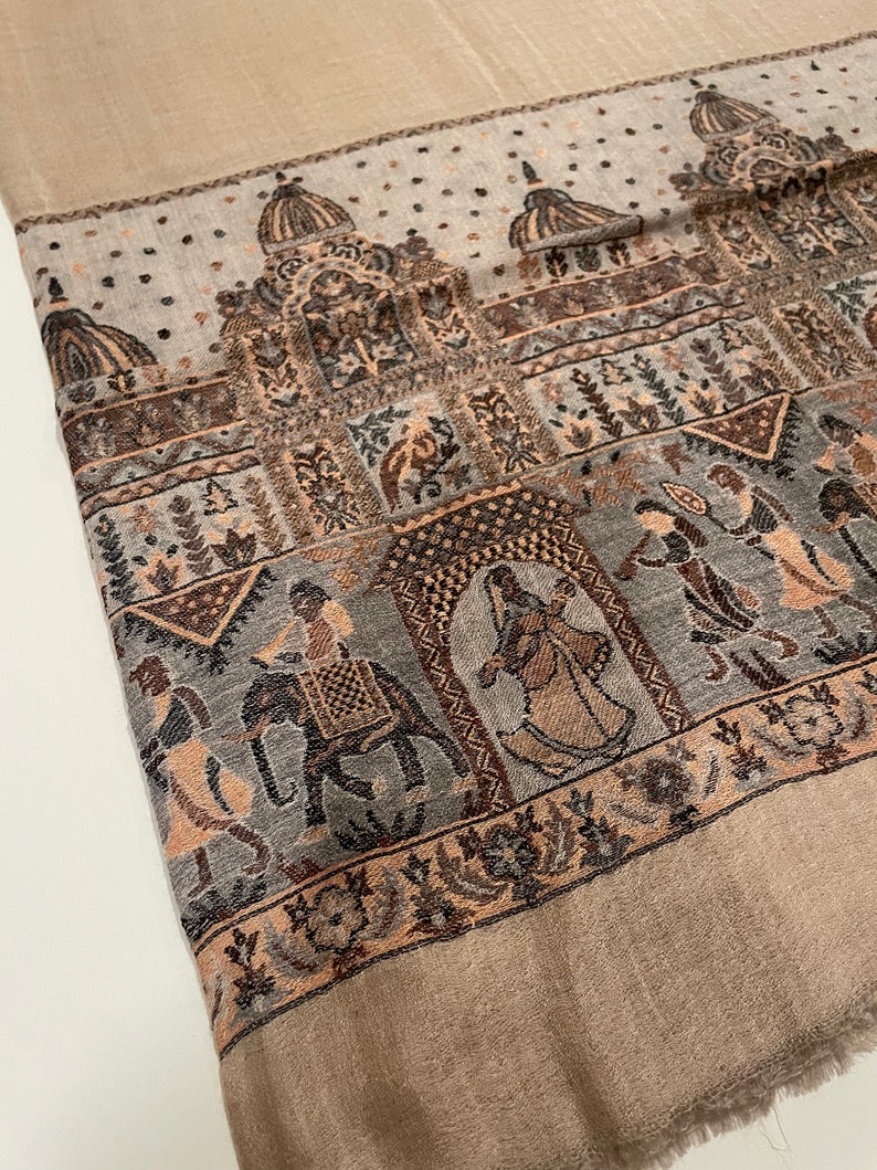 Pashmina Shawl With Kani Border: Lightweight Wedding Wrap - Etsy