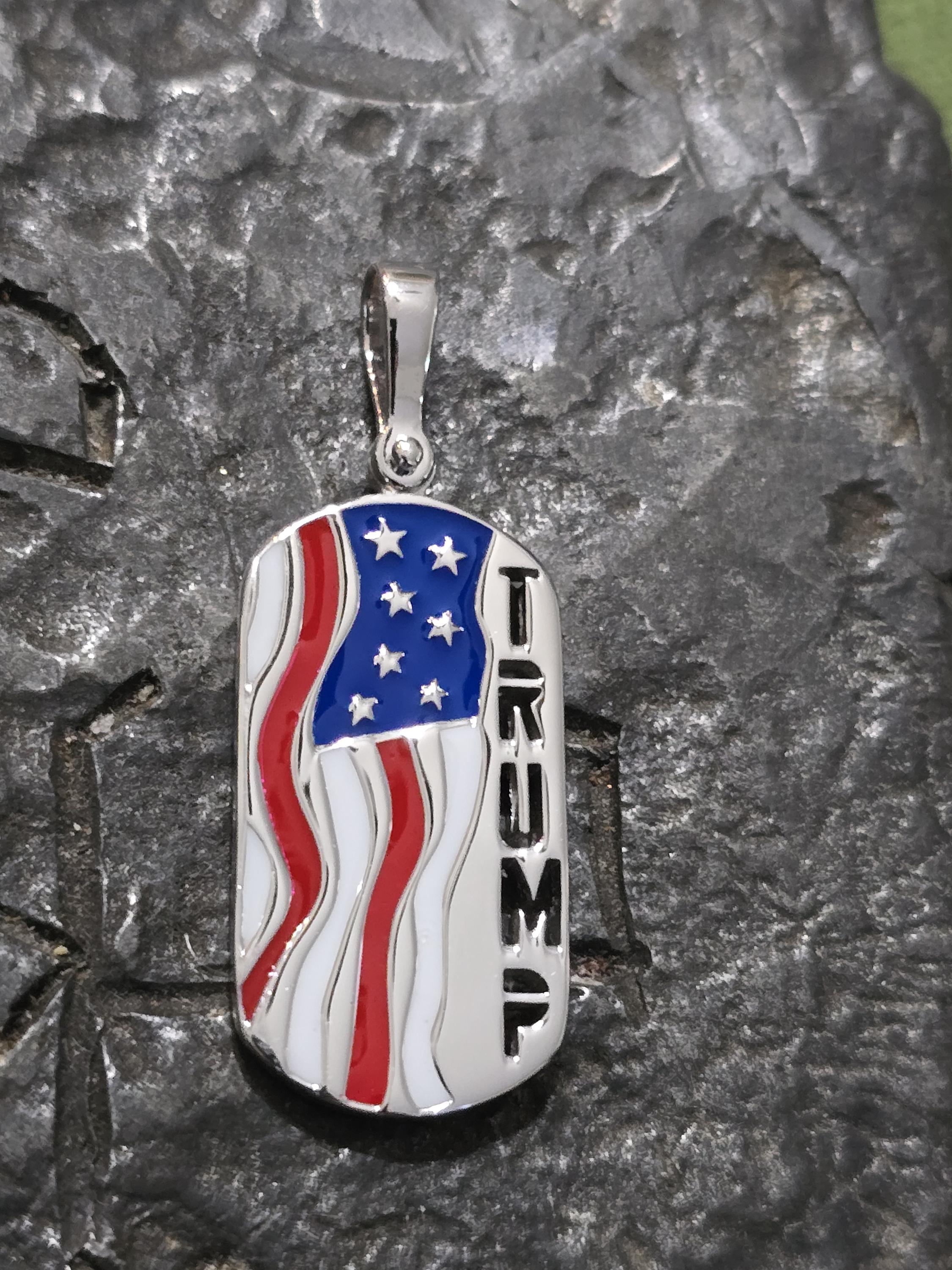 TRUMP DOG TAG Pendant America First Jewelry Patriot Pendant Silver Gold ...