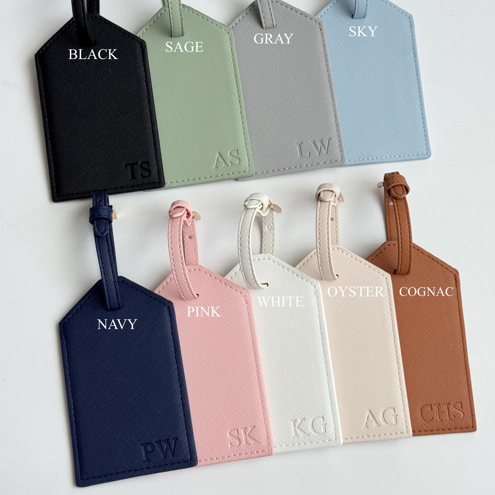 Blind Debossed Personalized Luggage Tag Saffiano PU Leather | Custom ...