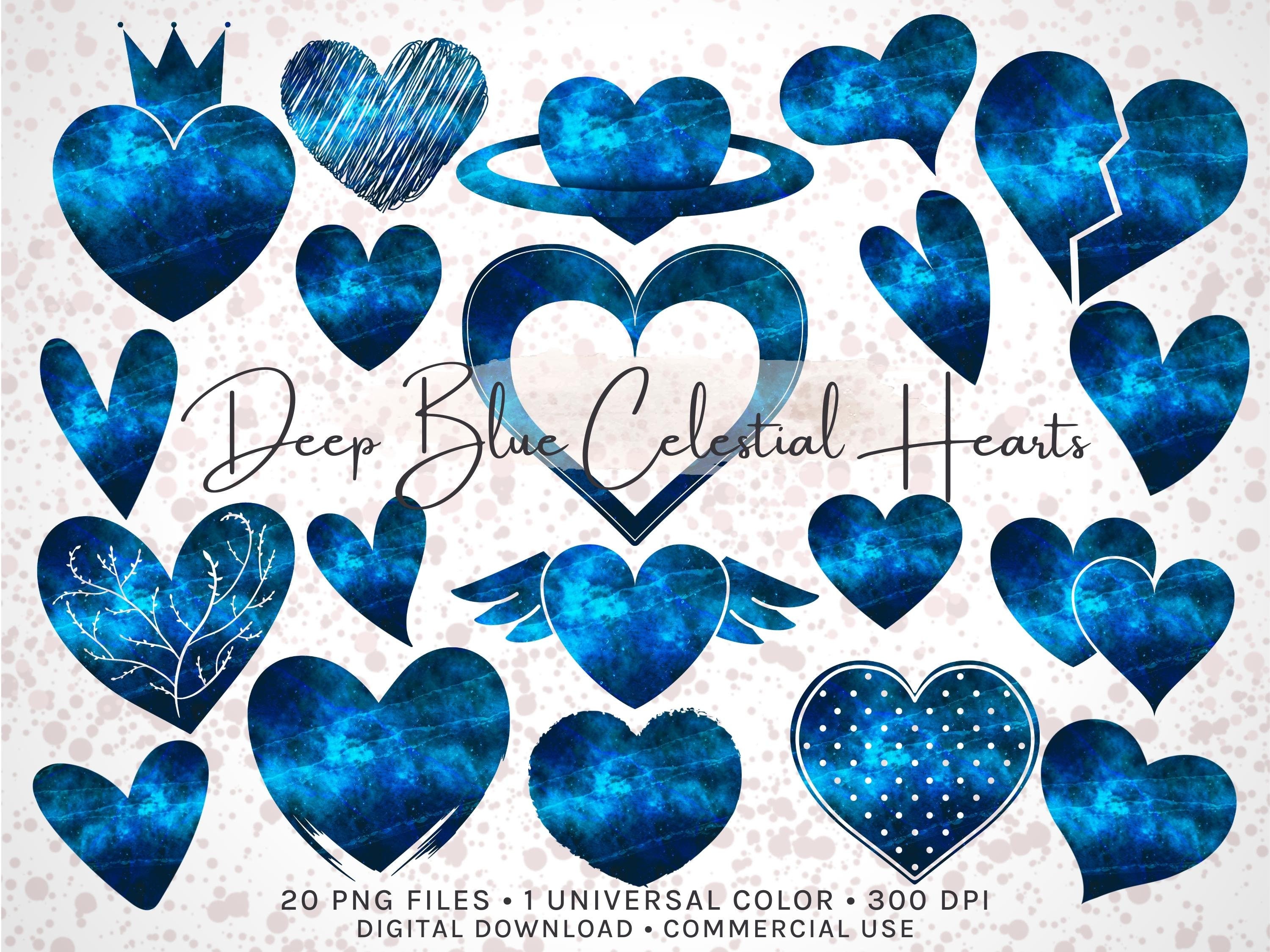Deep Blue Celestial Heart Clipart | Commercial Use | High Resolution ...
