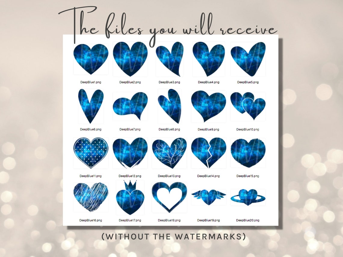 Deep Blue Celestial Heart Clipart | Commercial Use | High Resolution ...