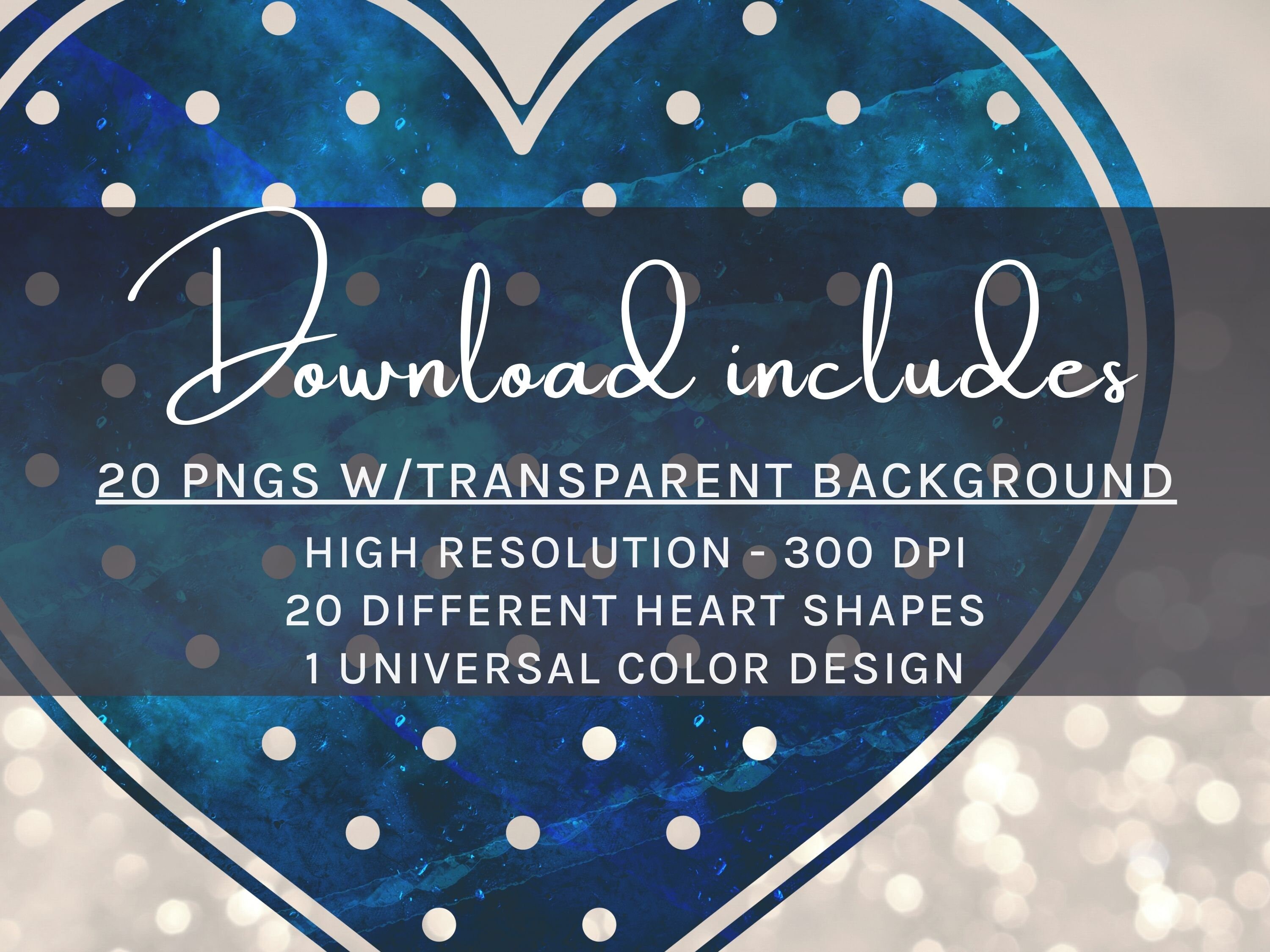 Deep Blue Celestial Heart Clipart | Commercial Use | High Resolution ...