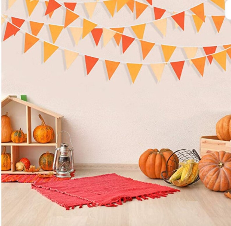 Fall Banner, Thanksgiving Banner, Fabric Garland, Triangle Gradient ...