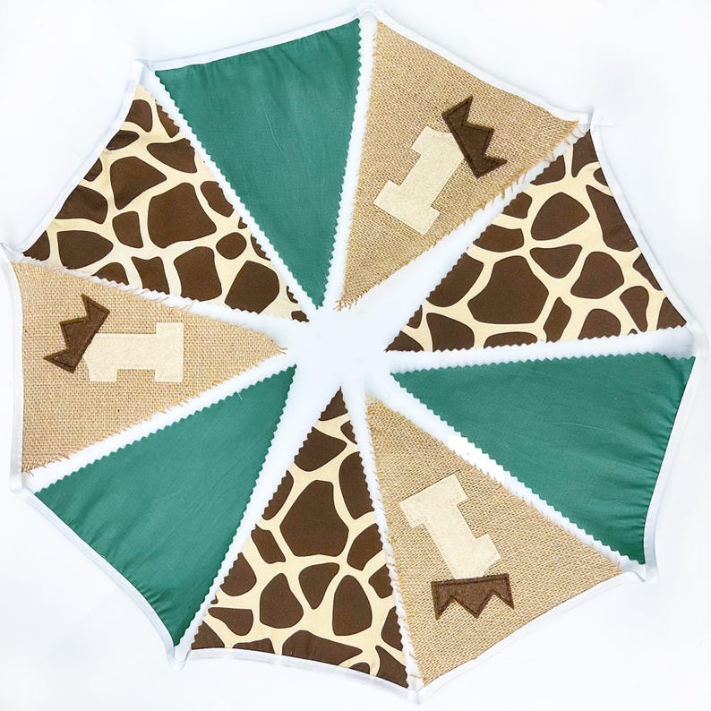 Jungle Safari 1st Birthday Burlap Banner, 1st Giraffe Bunting, Sage ...