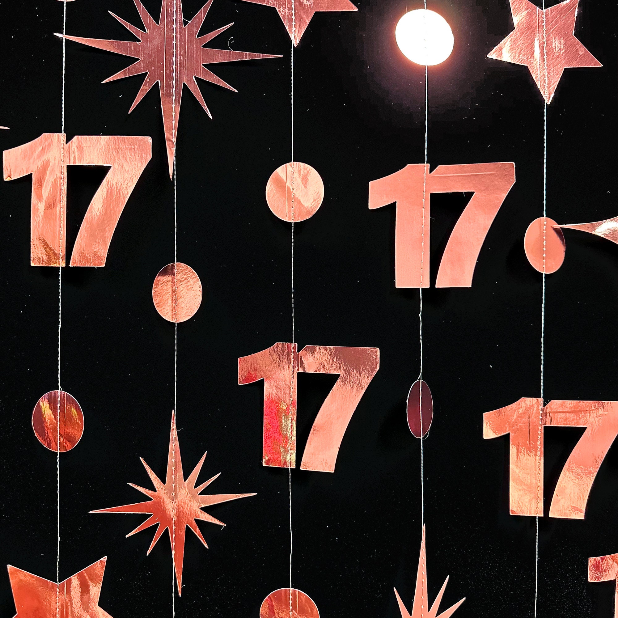 17th Birthday Party Decoration, 17th Birthday Rose Gold Garland,17th ...