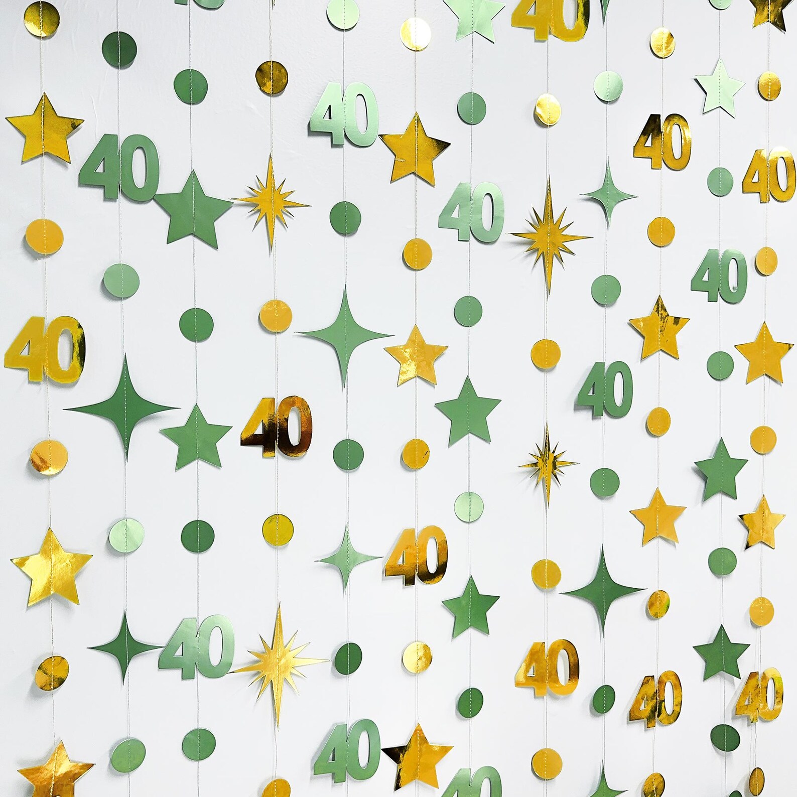 40th Birthday Party Decoration, 40th Birthday Sage Green Gold Garland ...