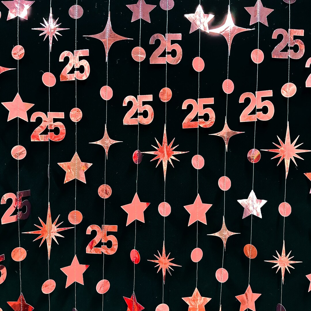 25th Birthday Party Decoration, 25th Birthday Rose Gold Garland,25th ...