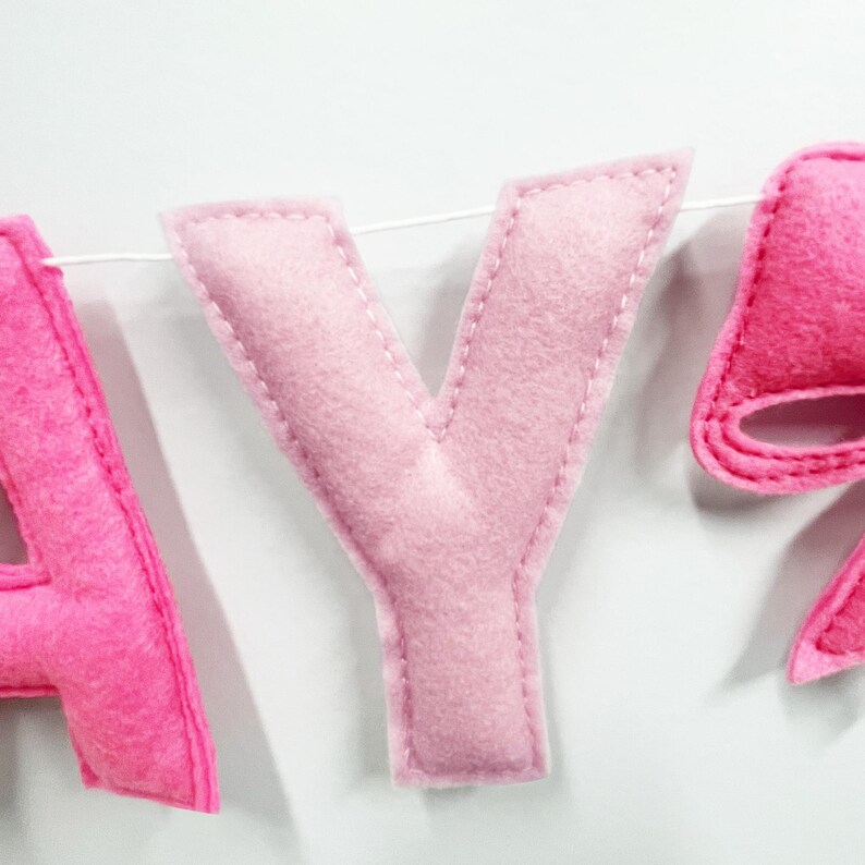 Hot Pink Pre-strung Happy Birthday Banner Pink Felt Wool Ball Garland ...