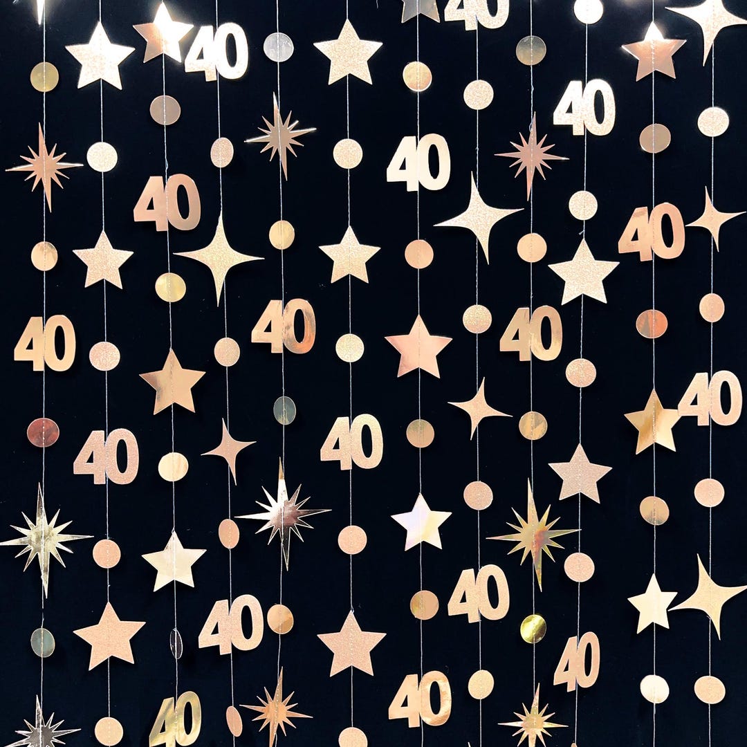 40th Birthday Party Decoration, 40th Birthday Champagne Gold Garland ...