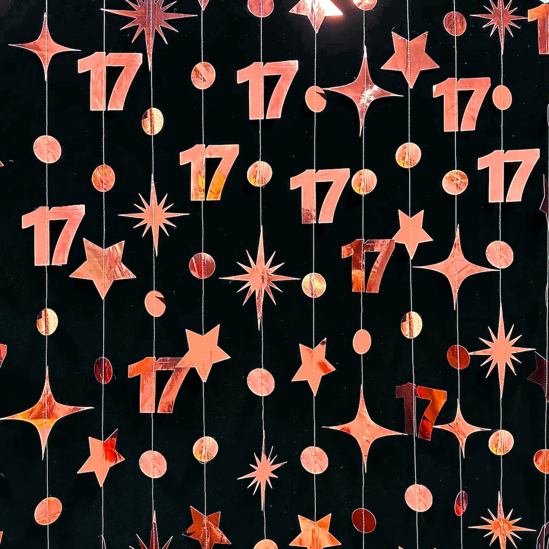 17th Birthday Party Decoration, 17th Birthday Rose Gold Garland,17th ...