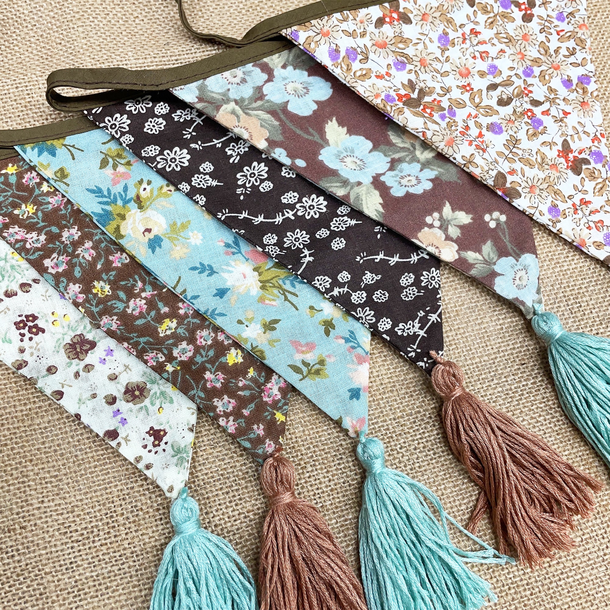 Boho Floral Tassel Banner, Bohemian Fabric Bunting,fabric Pennant ...