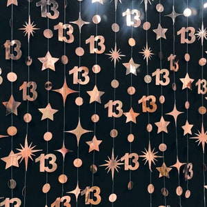 13th Birthday Party Decoration, 13th Birthday Rose Gold Garland,13th ...
