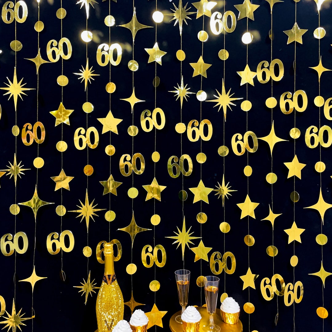 60th Birthday Party Decoration, 60th Birthday Gold Garland,60th Party ...