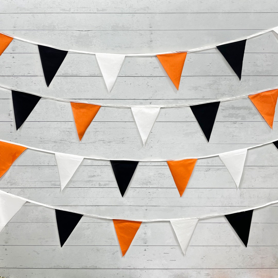 Thanksgiving Banner, 32.8ft Fall Halloween Orange Black White Fabric ...