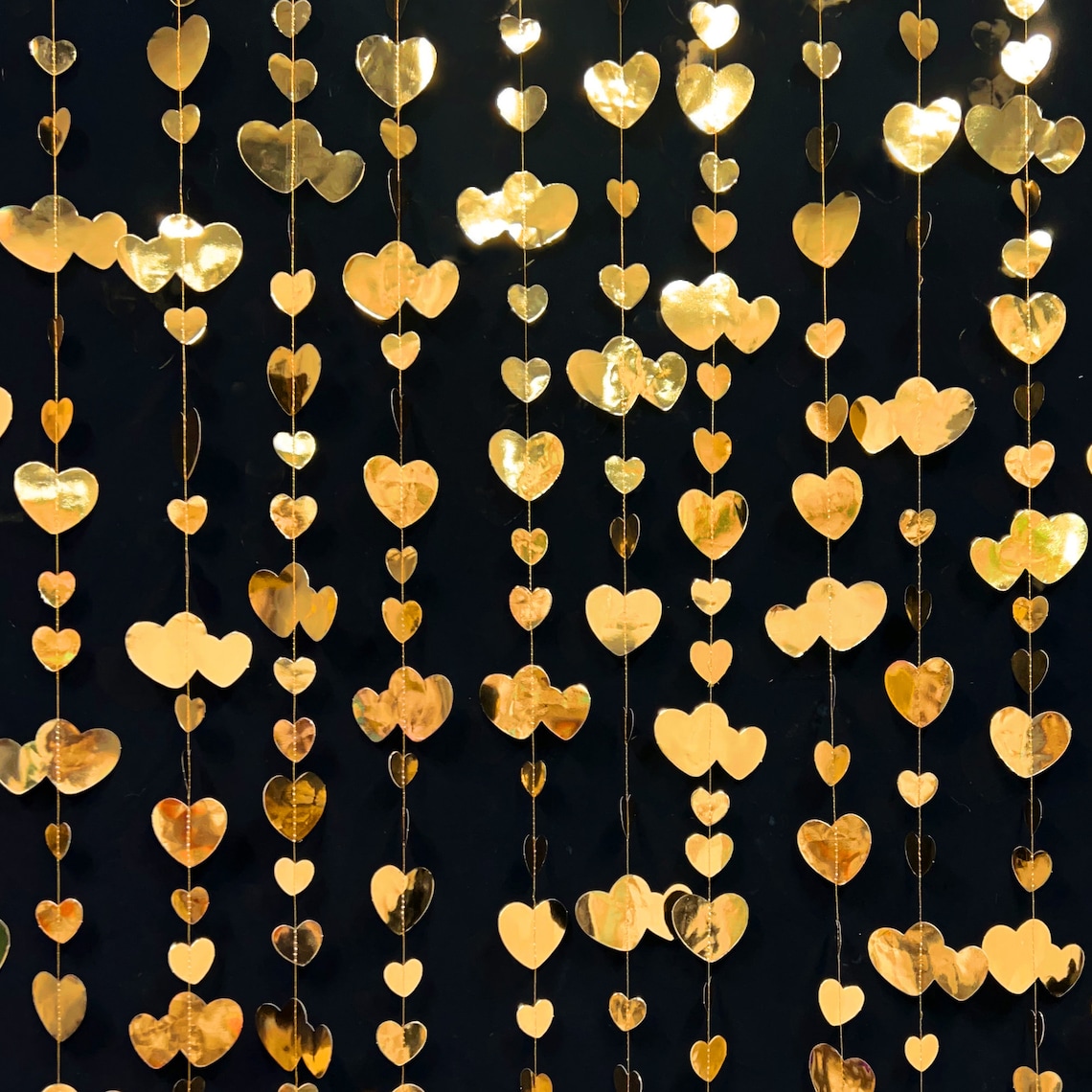Heart Garland,gold Heart Garland,metallic Hanging Heart Banner ...
