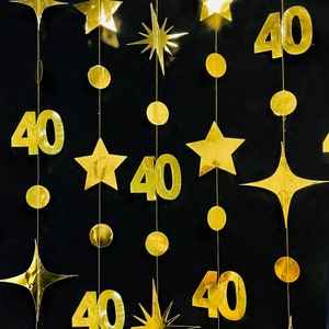40th Birthday Party Decoration, 40th Birthday Gold Garland,40th Party ...