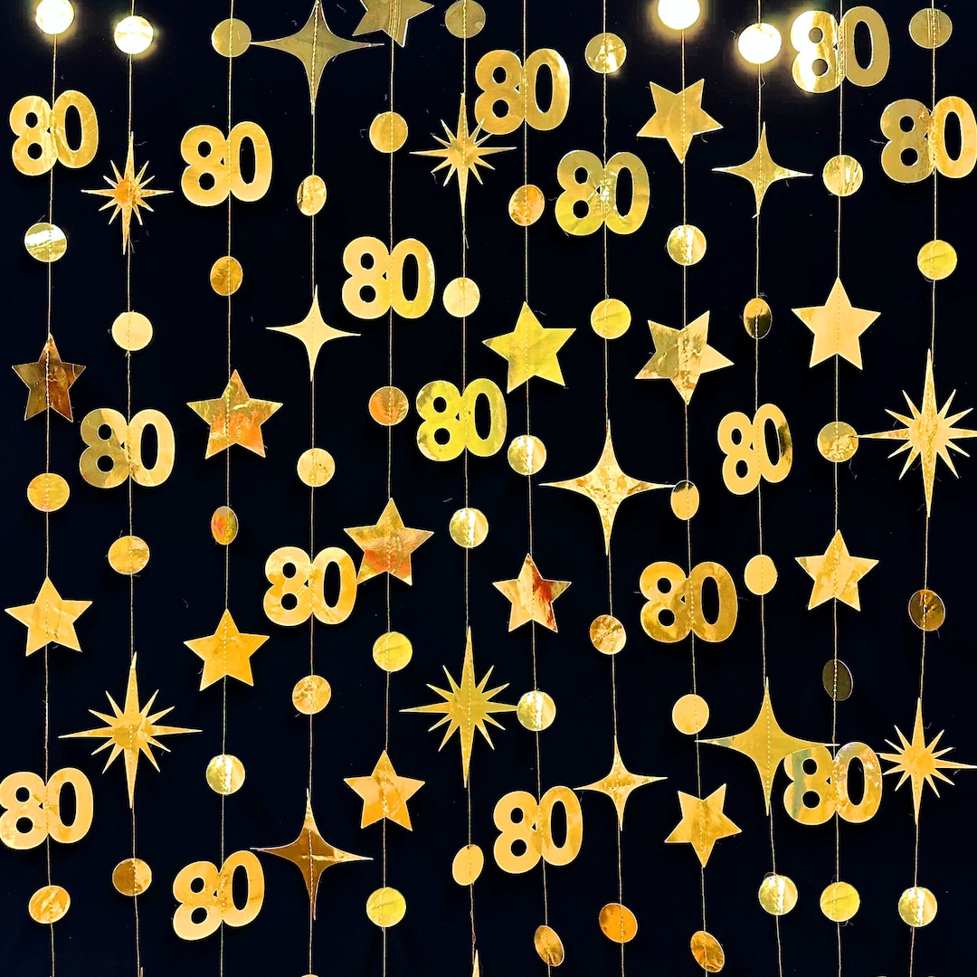80th Birthday Party Decoration, 80th Birthday Gold Garland,80th Party ...