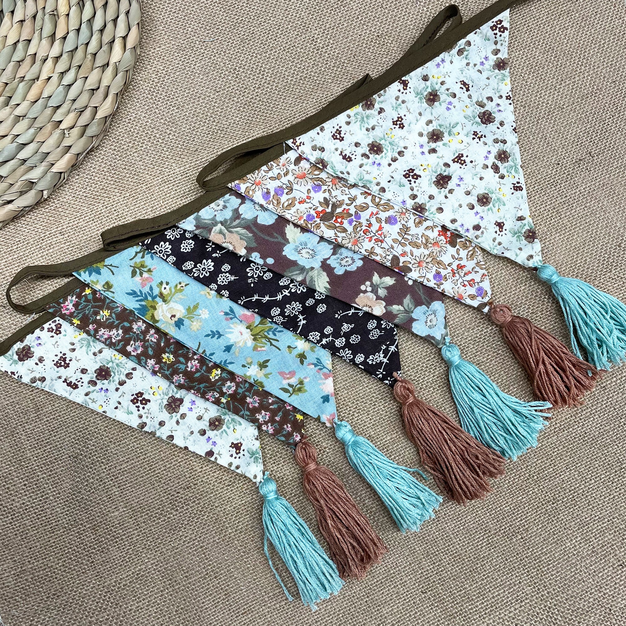 Boho Floral Tassel Banner, Bohemian Fabric Bunting,fabric Pennant ...