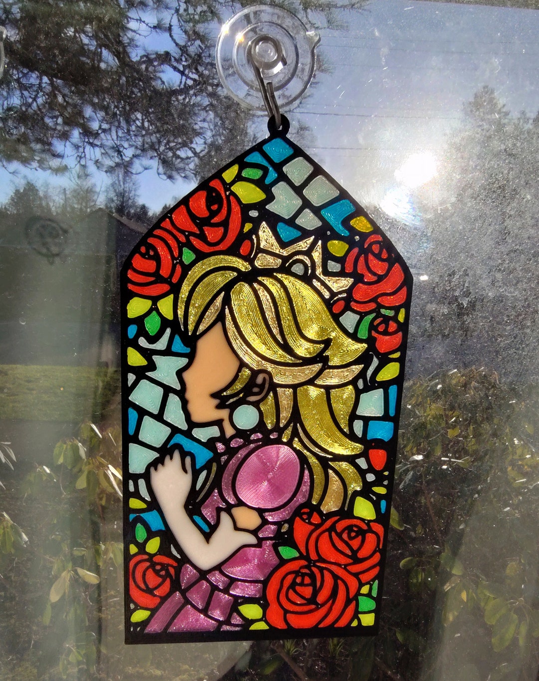Princess Peach Window Hanger Stained Glass Style - Etsy UK