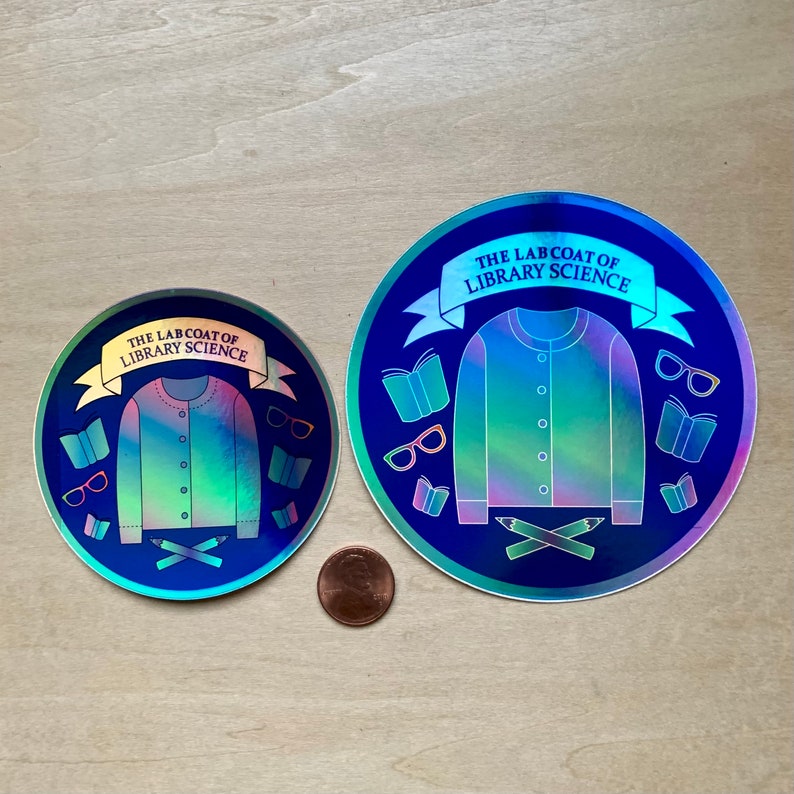 Lab Coat of Library Science - Cardigan - Holographic Stickers - Etsy