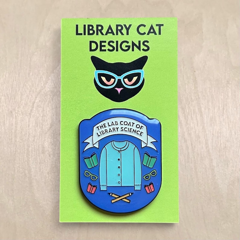 Lab Coat of Library Science - Cardigan - Books - Glasses Soft Enamel ...
