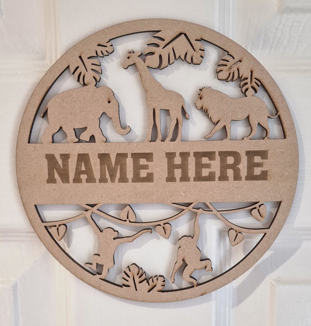 Jungle Door Sign, Safari Door Sign, Personalised Door Sign, Children's ...