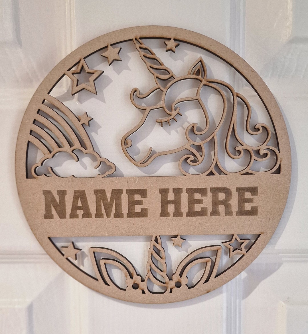 Unicorn Door Sign, Personalised Door Sign, Children's Door Sign ...