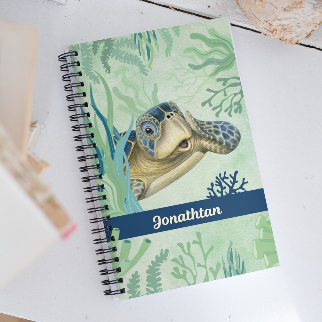 Turtle Notebook, Custom Spiral Notebook, Customized Notebook, Hardback ...