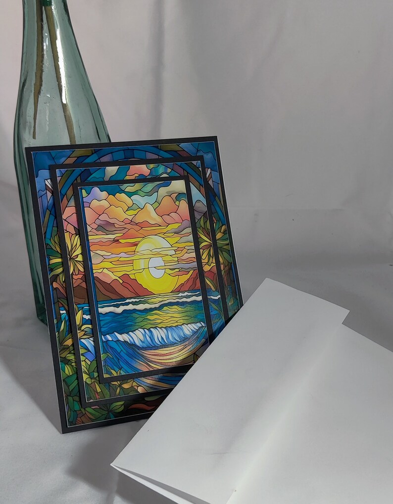 Stained Glass Look Greeting Card, Handmade Layered Card, Papercut ...