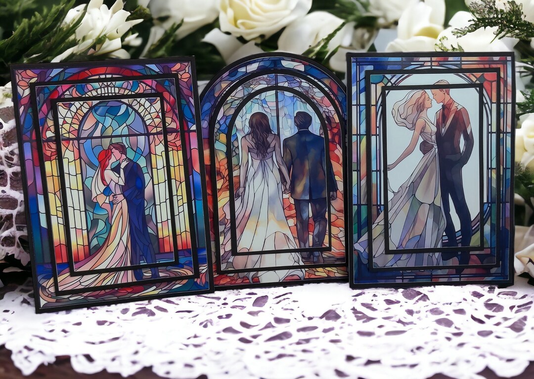 Handmade Wedding Greeting Card, Stained Glass Look Wedding Card ...