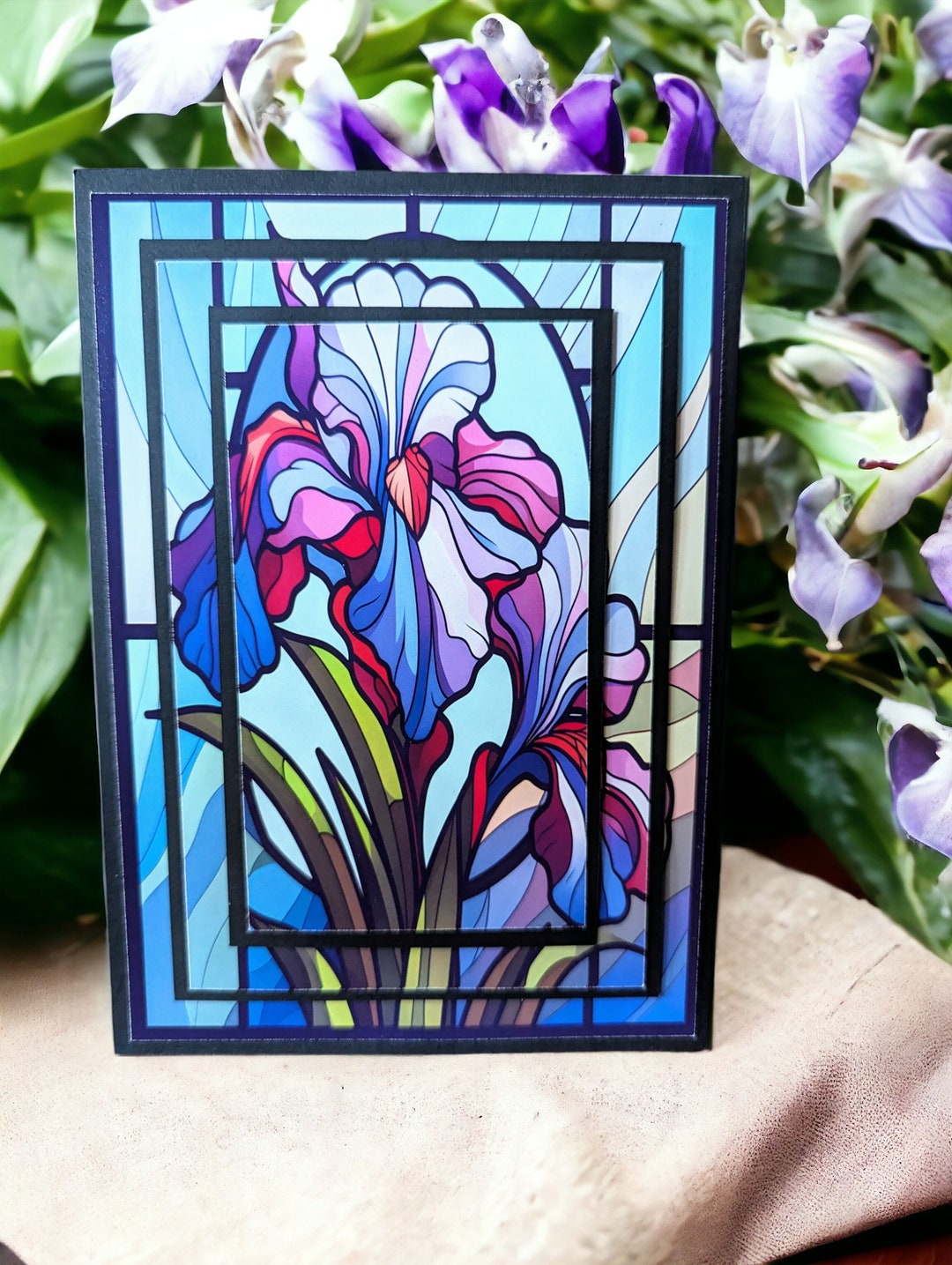 Stained Glass Look Greeting Card, Handmade Layered Card, Papercut ...