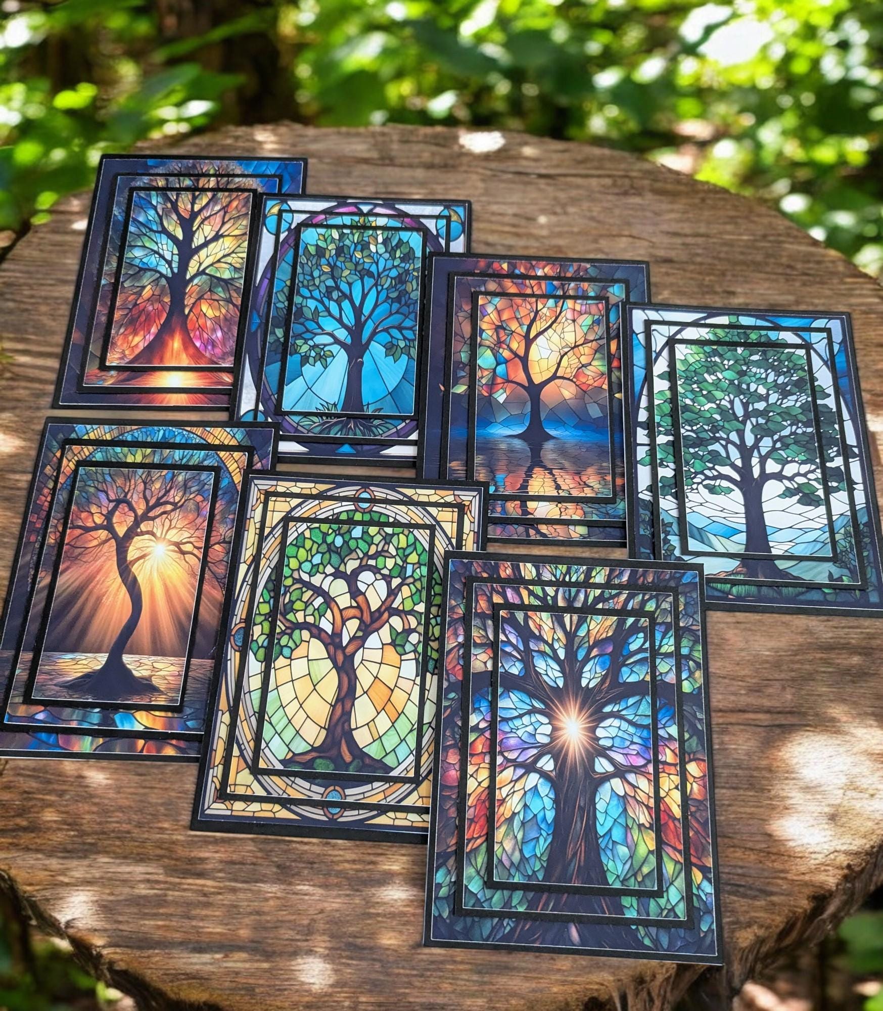 Stained Glass Look Greeting Card, Handmade Tree of Life Greeting Cards ...