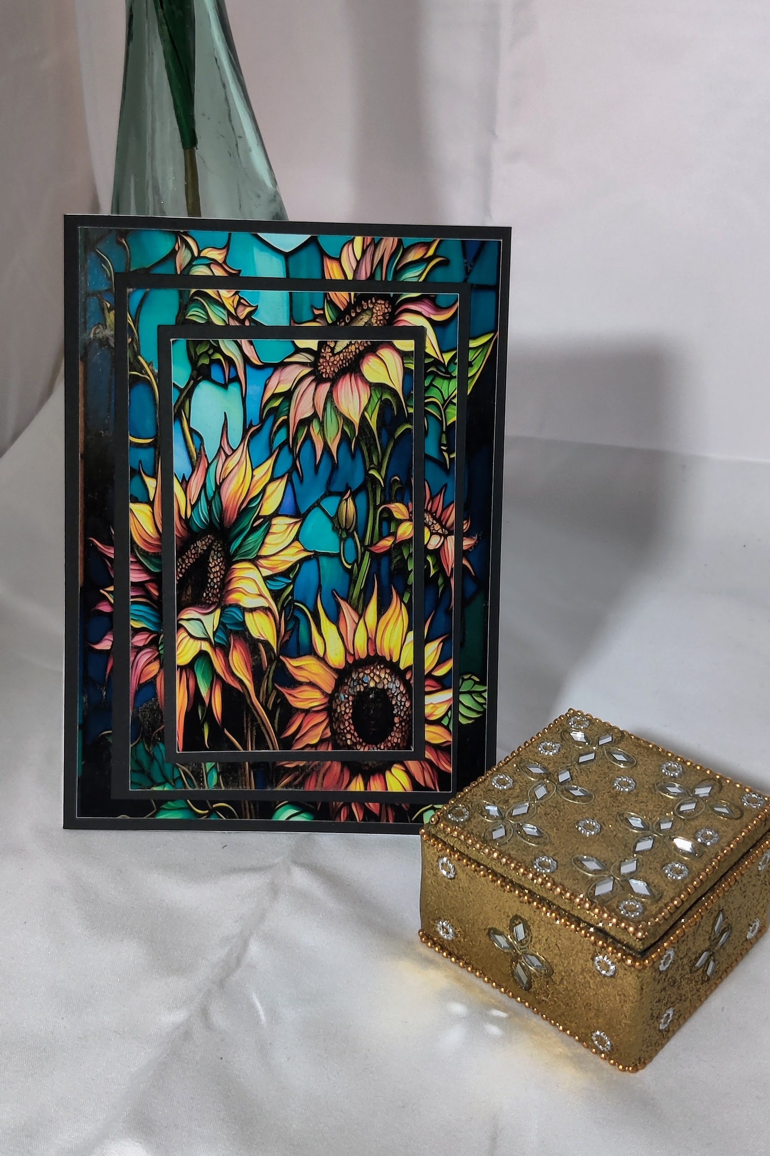 Stained Glass Look Greeting Card, Handmade Layered Sunflower Card ...