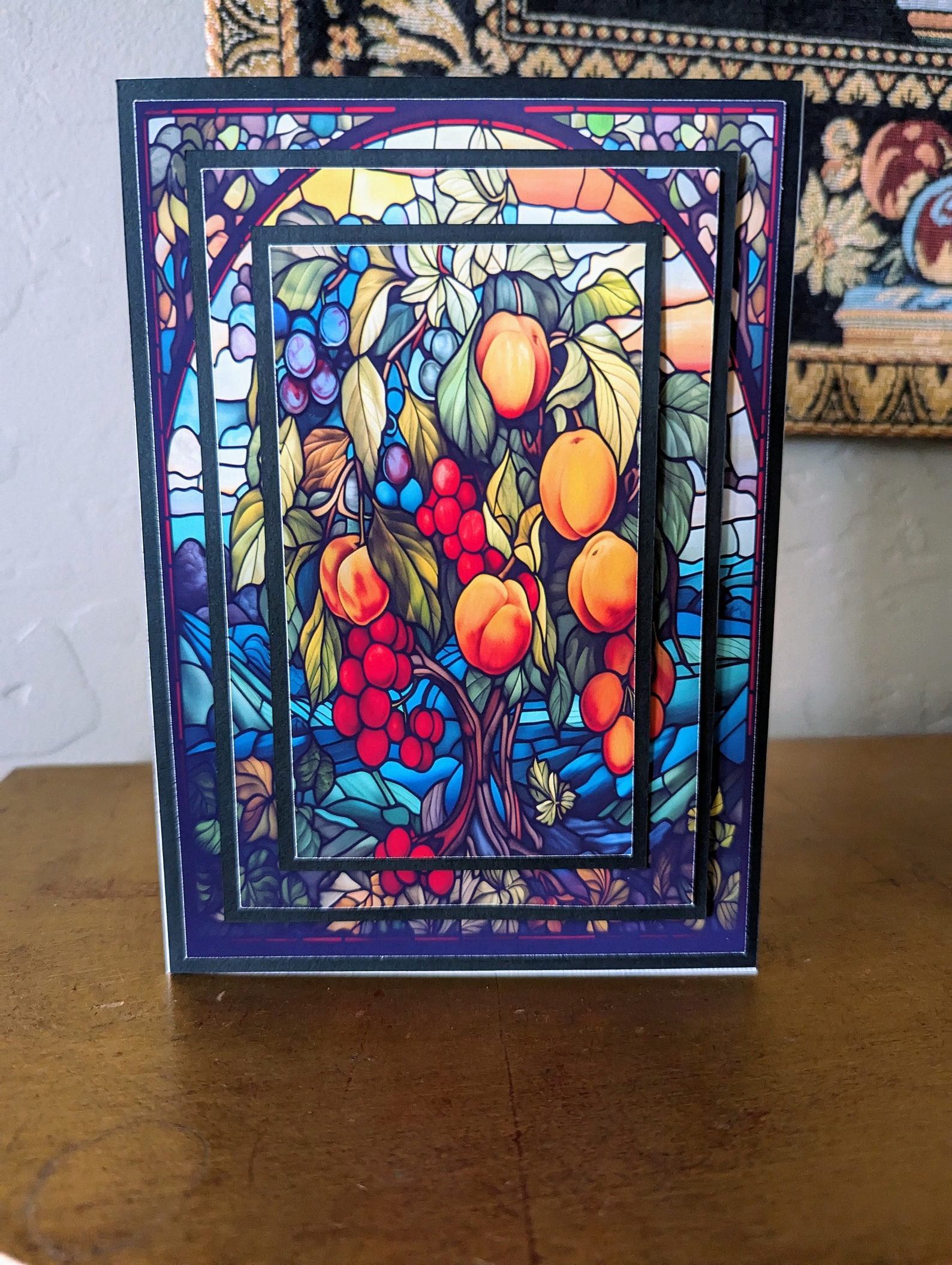 Stained Glass Look Greeting Card, Handmade Layered Card, Papercut ...