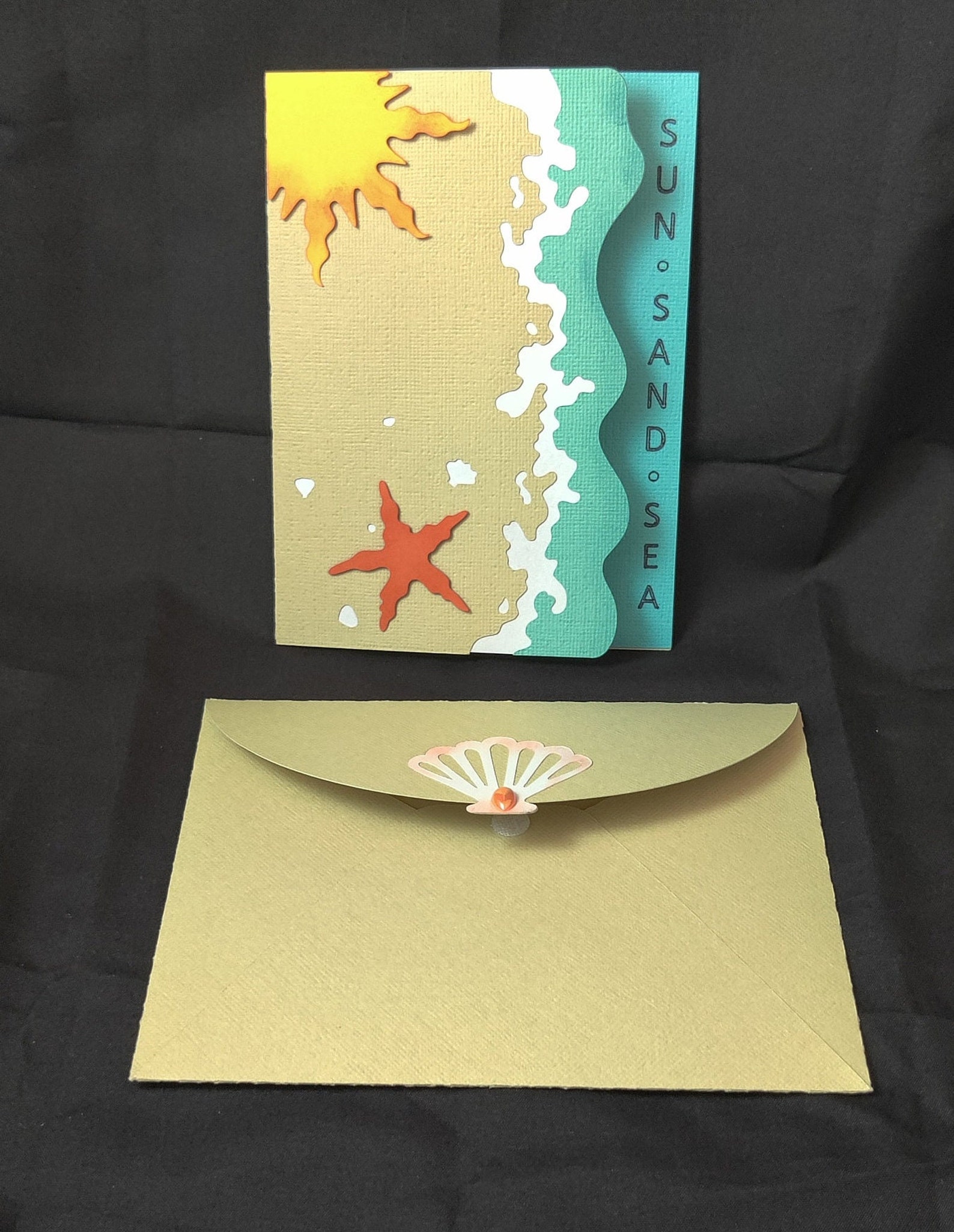 Beach Theme Greeting Card, Blank Greeting Card, Sun, Sand and Sea ...