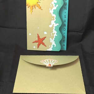 Beach Theme Greeting Card, Blank Greeting Card, Sun, Sand and Sea ...