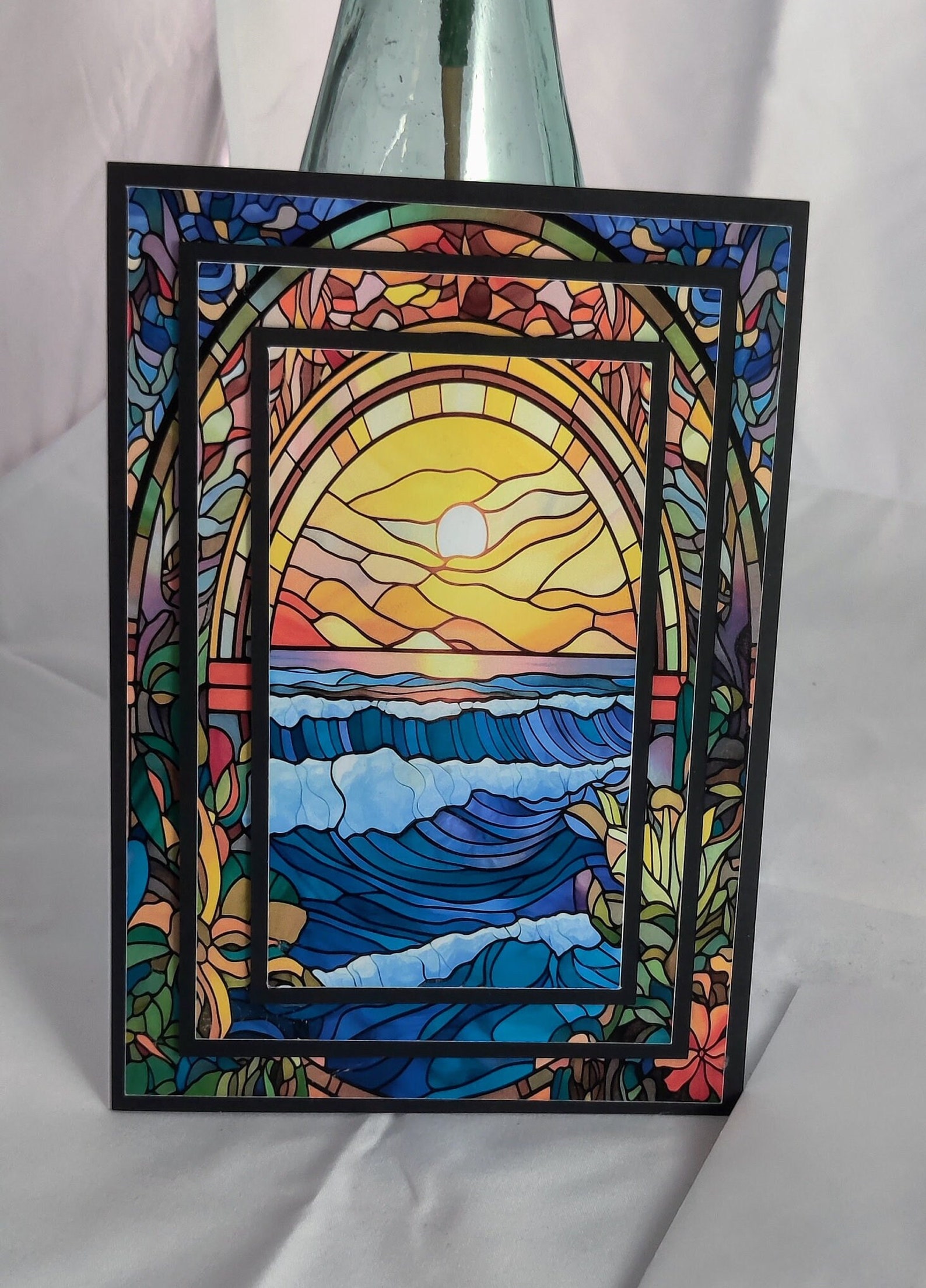 Stained Glass Look Greeting Card Handmade Layered Card - Etsy