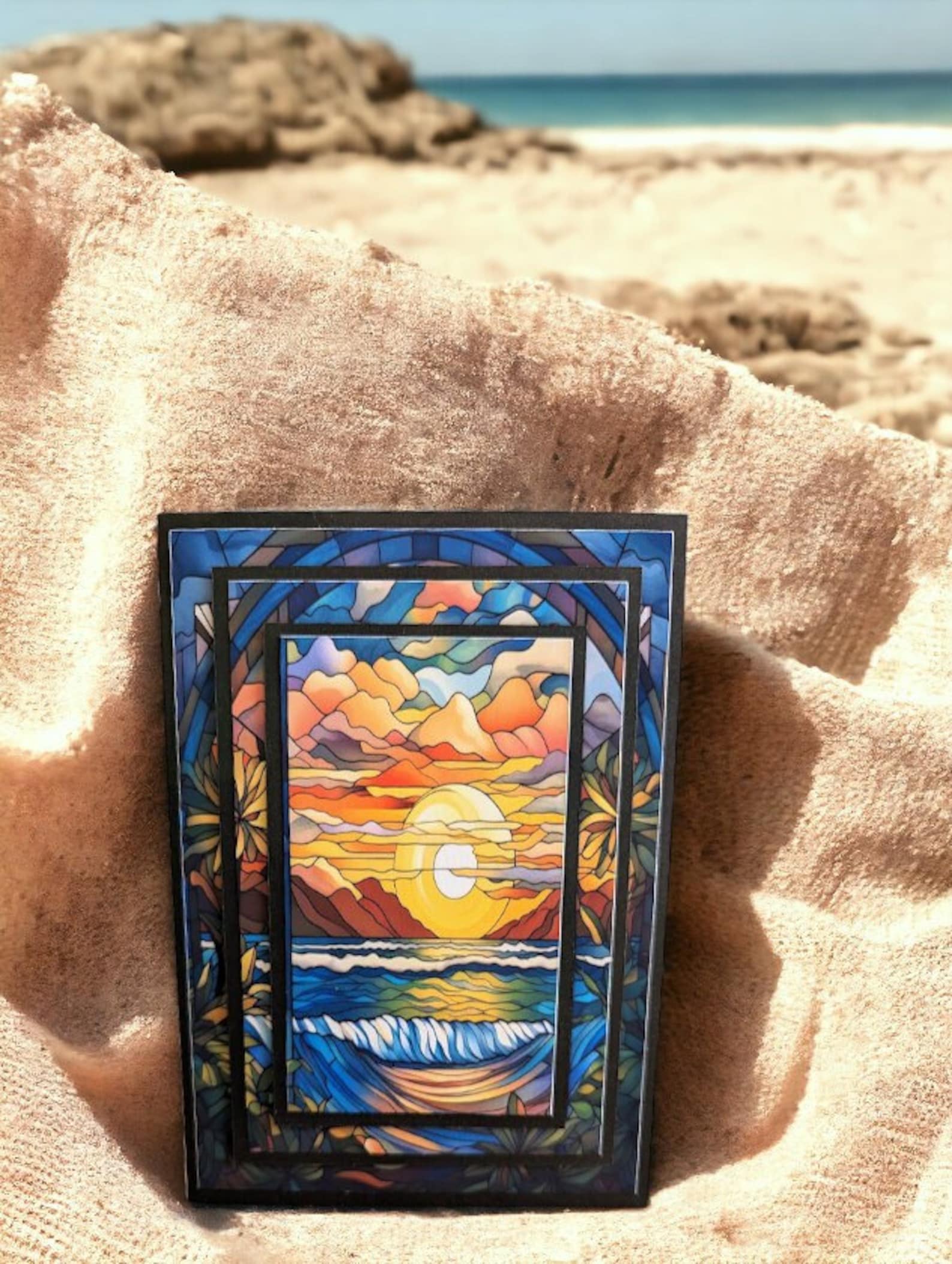 Stained Glass Look Greeting Card, Handmade Layered Card, Papercut ...