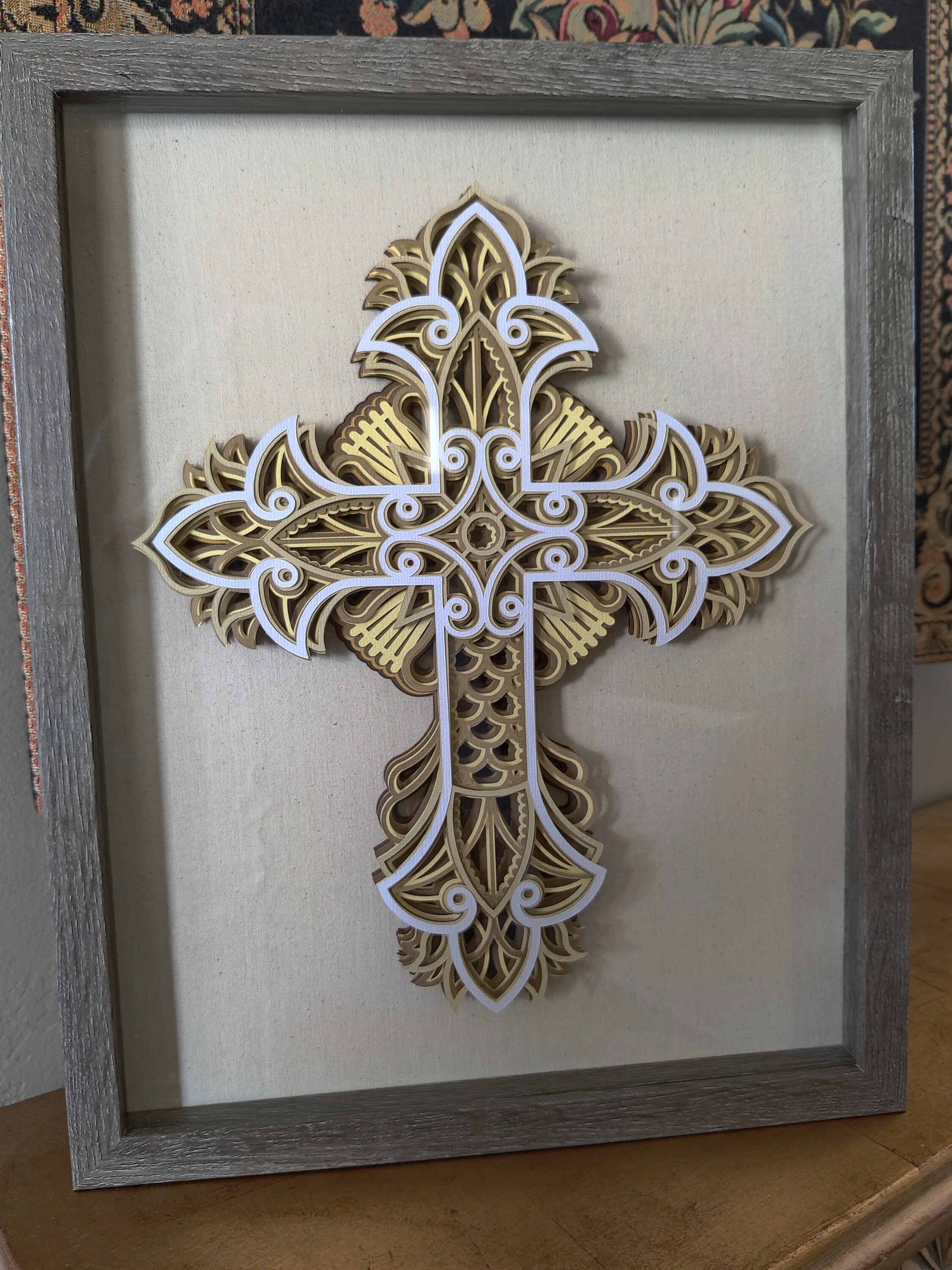 Christian 3D Paper Art Shadowbox Cross Paper Art Cross - Etsy
