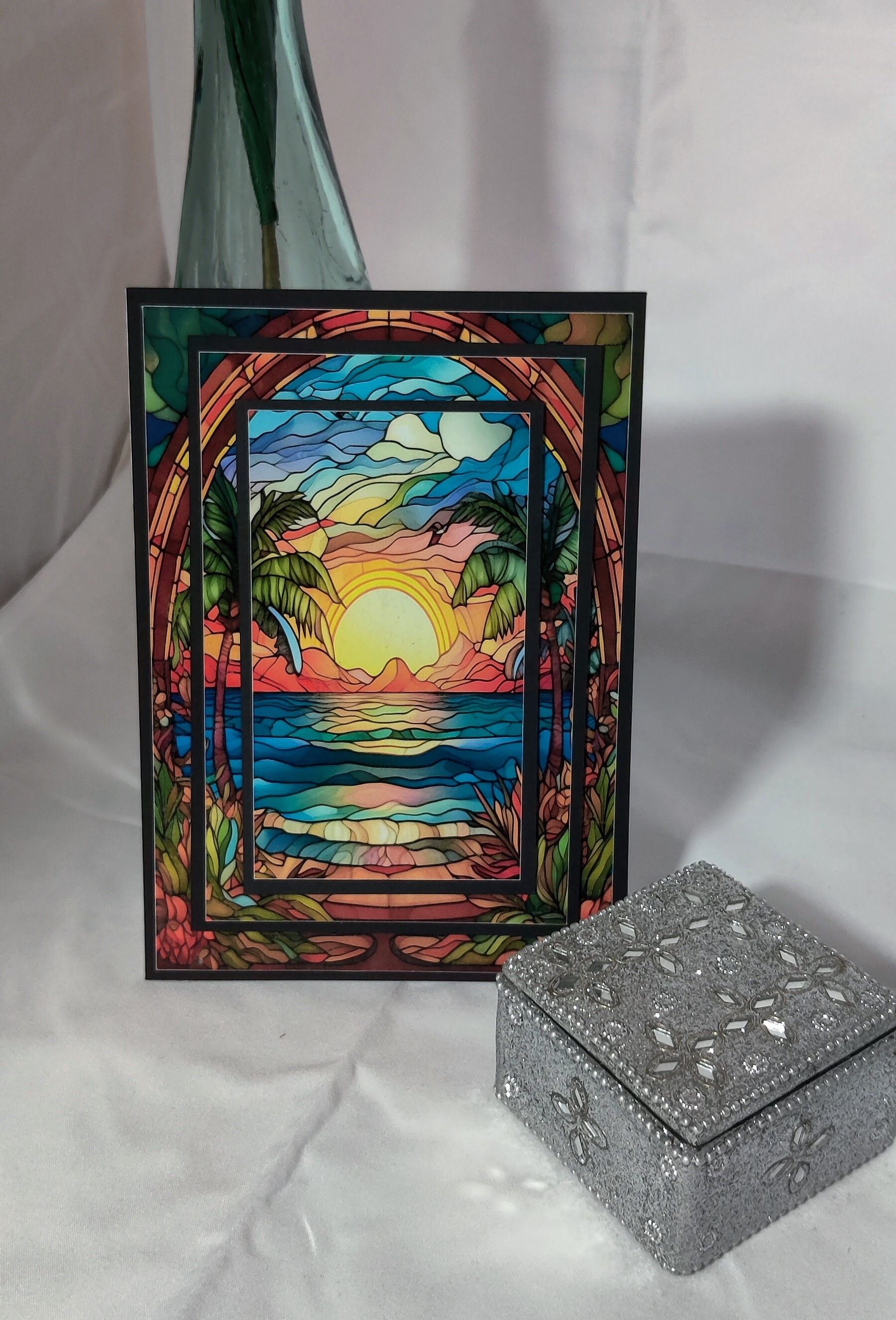 Stained Glass Look Greeting Card, Handmade Layered Card, Papercut ...