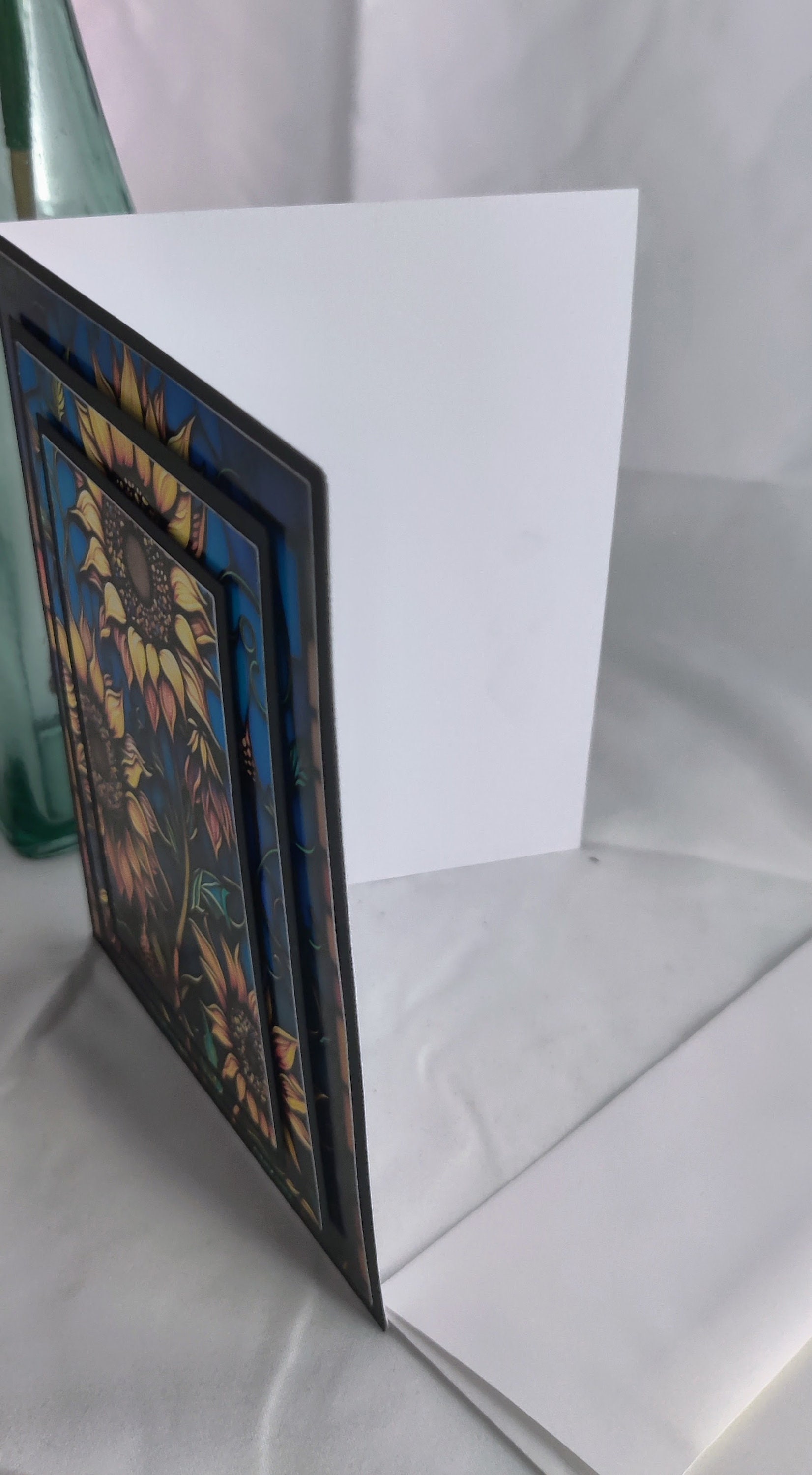Stained Glass Look Greeting Card, Handmade Layered Sunflower Card ...