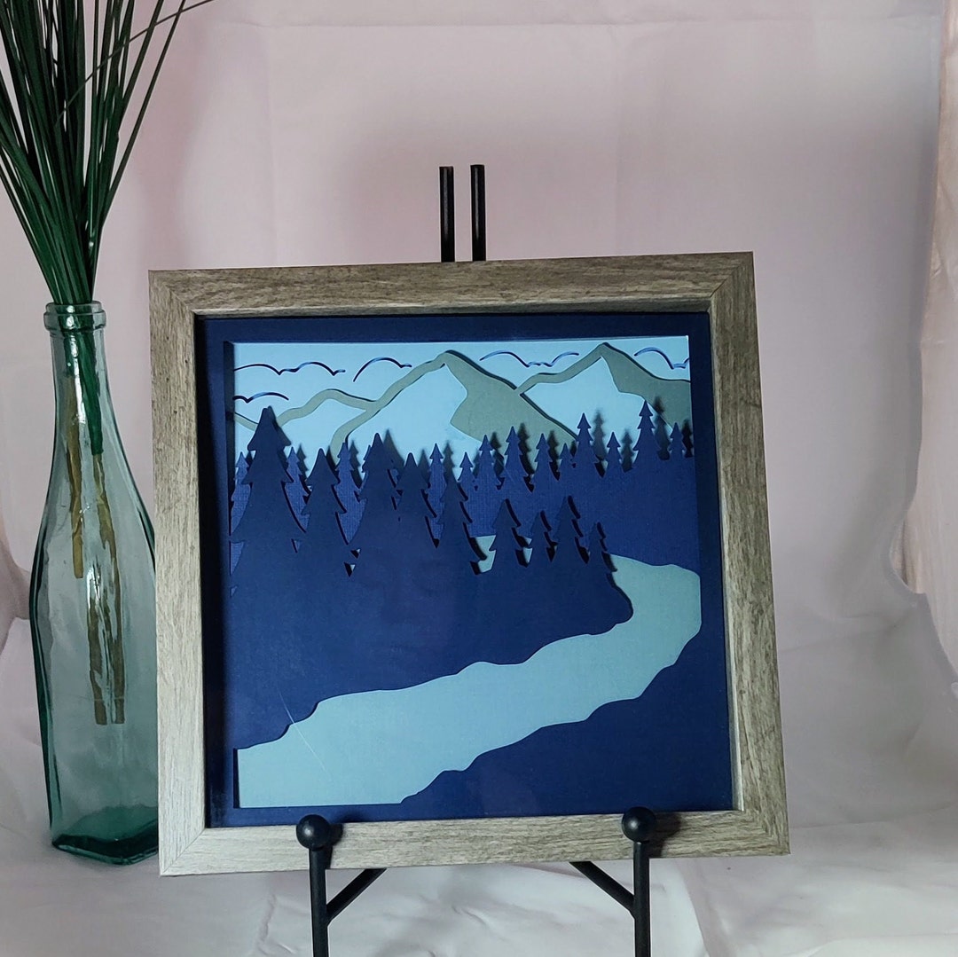 3D Layered Mountain Scene Shadowbox Art Layered Art Home - Etsy
