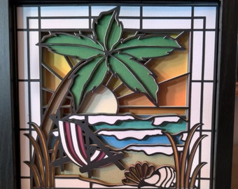 Beach Scene Stained Glass - Etsy
