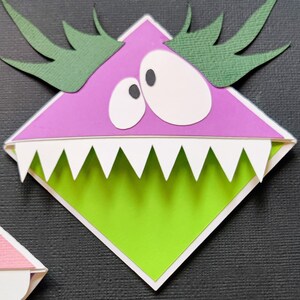 Monster Corner Bookmark, Kids Corner Bookmark, Papercut Corner Bookmark ...