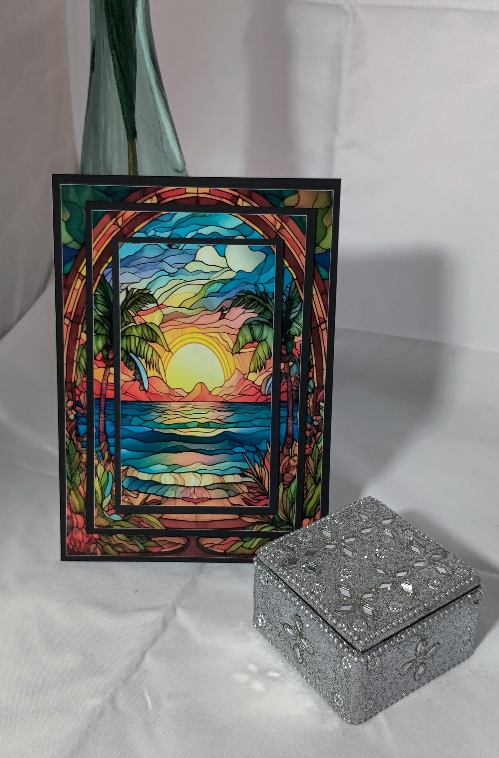 Stained Glass Look Greeting Card, Handmade Layered Card, Papercut ...