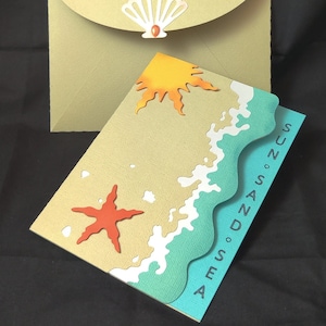 Beach Theme Greeting Card, Blank Greeting Card, Sun, Sand and Sea ...