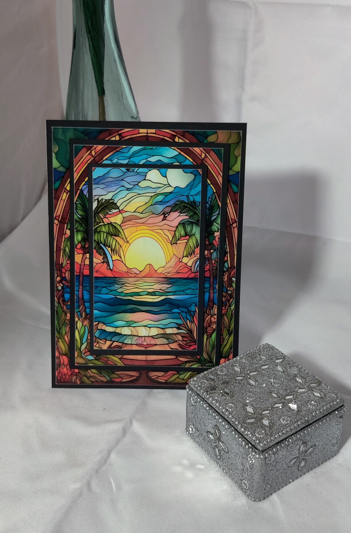 Stained Glass Look Greeting Card, Handmade Layered Card, Papercut ...