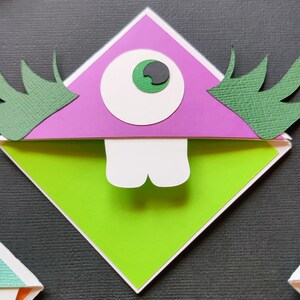 Monster Corner Bookmark, Kids Corner Bookmark, Papercut Corner Bookmark ...