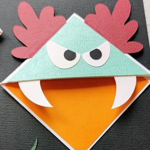 Monster Corner Bookmark, Kids Corner Bookmark, Papercut Corner Bookmark ...