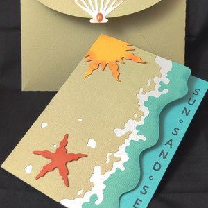 Beach Theme Greeting Card, Blank Greeting Card, Sun, Sand and Sea ...